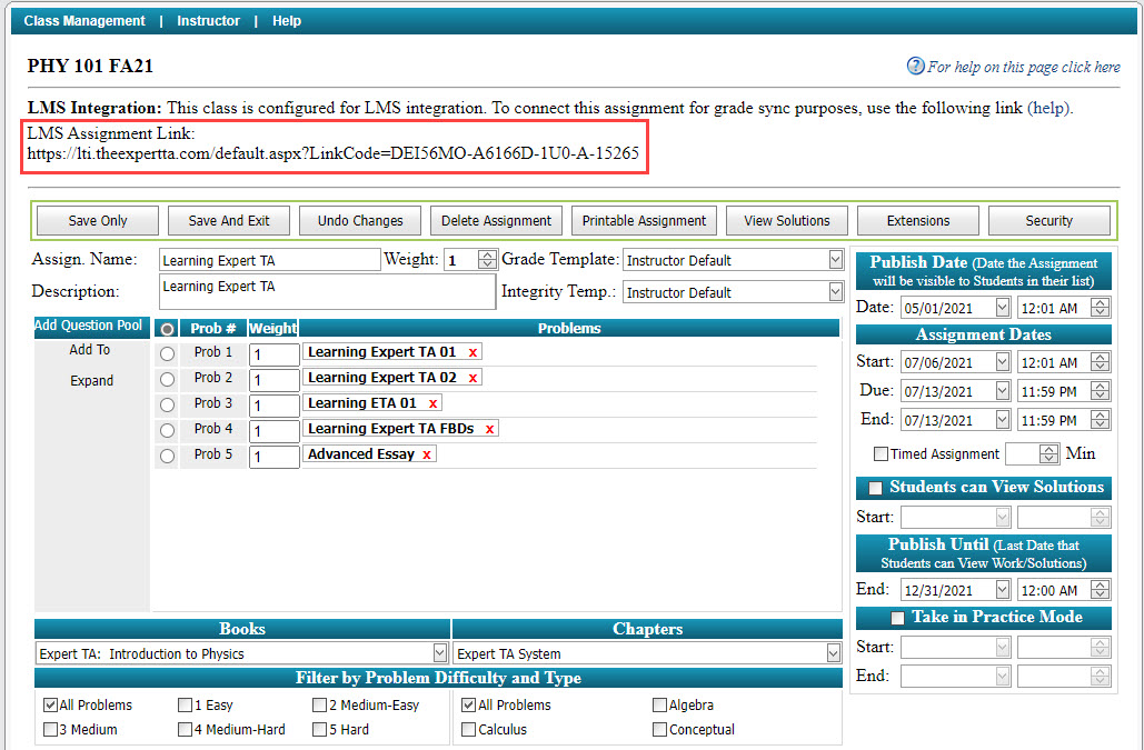 The Expert TA – LMS Integration – 2024